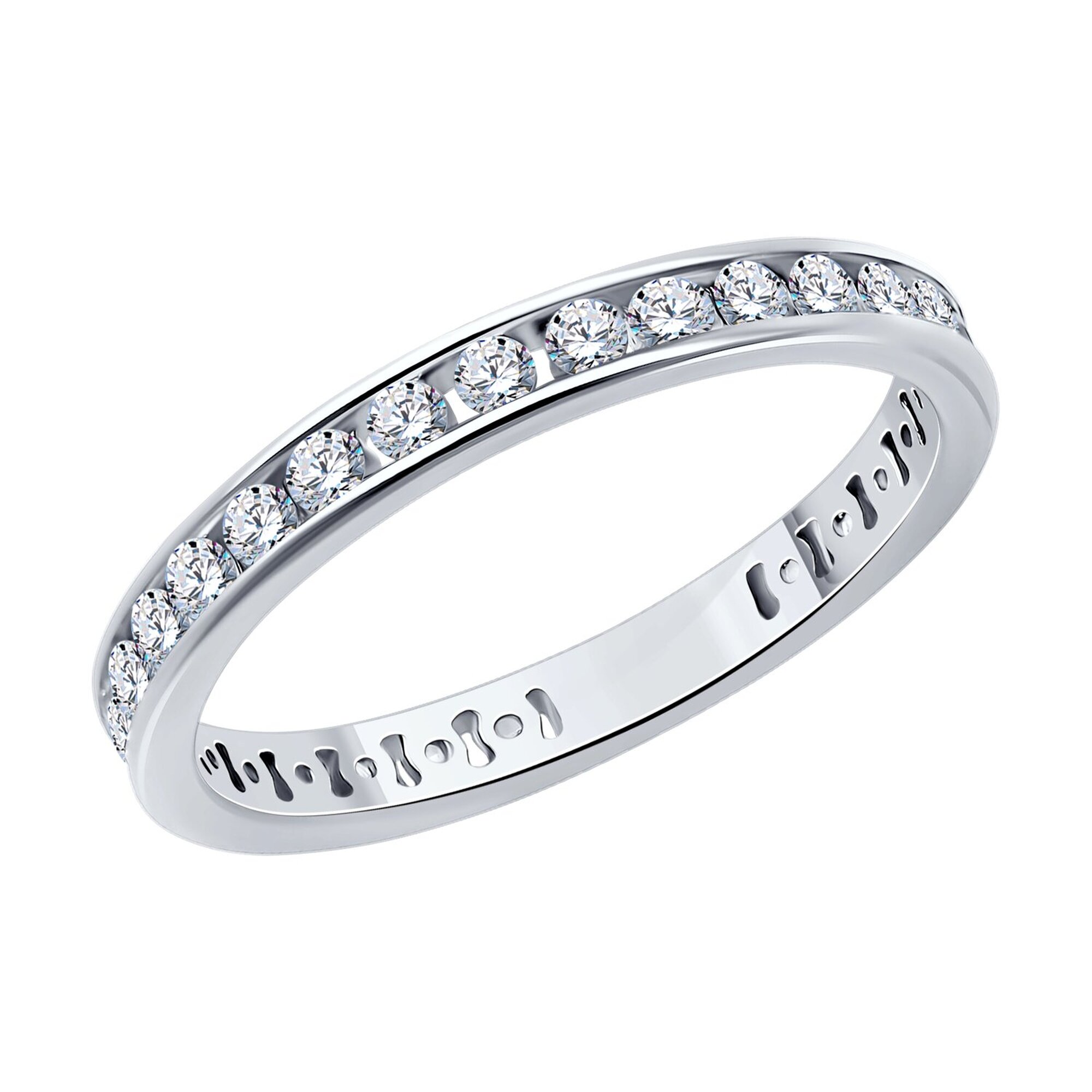 Кольцо, серебро, 925 проба, серебрение, фианит