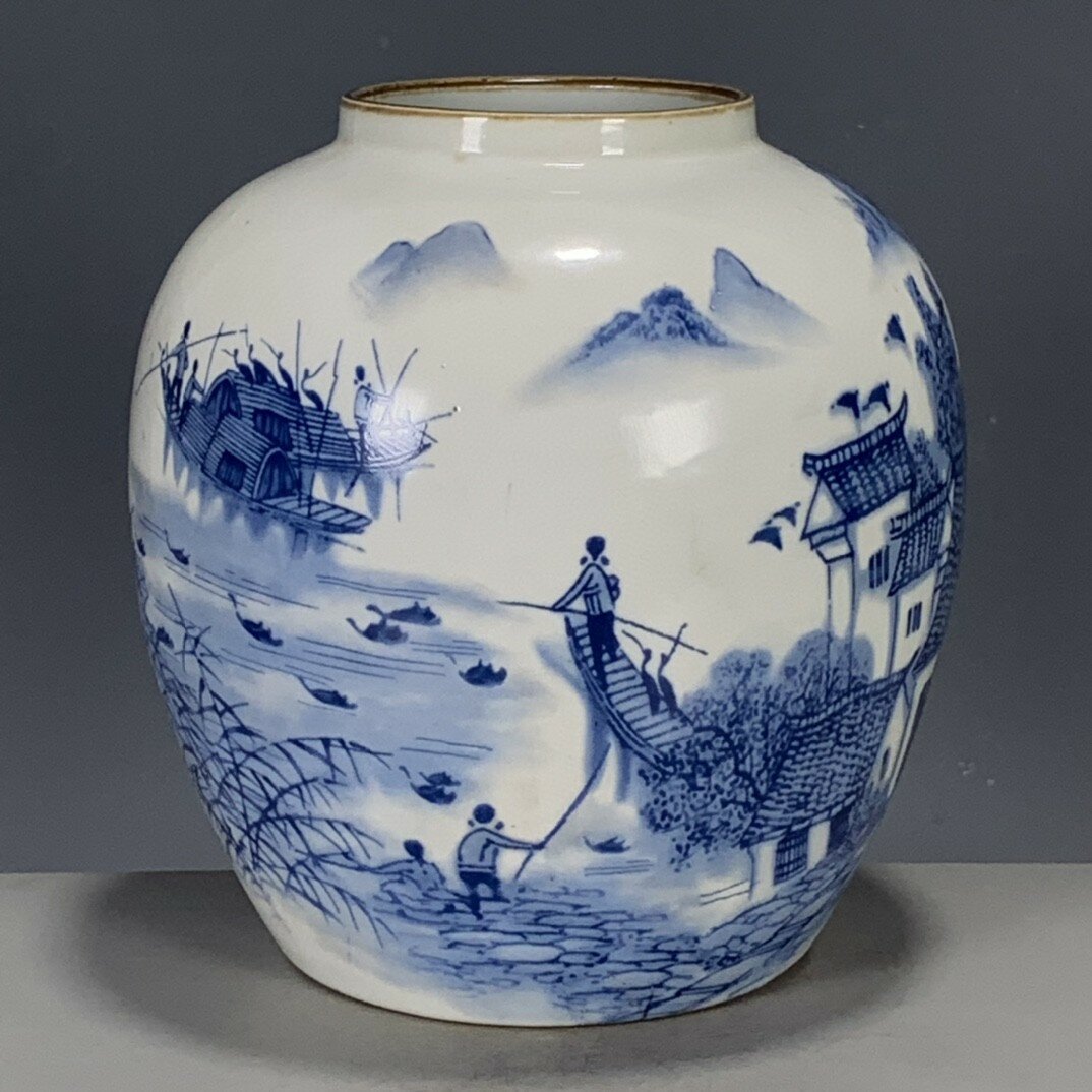 Винтажная ваза "Jingdezhen Pink Crane", керамика, напольная, 15х13 см