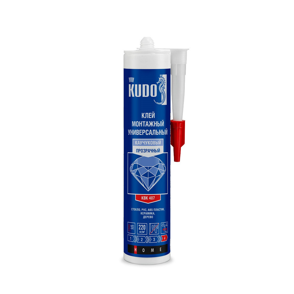 Клей каучуковый Kudo Home KBK 407, жидкие гвозди, 280 мл, прозрачный
