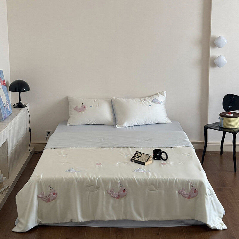 Moon Dolphin Tencel 60s Летнее одеяло, 150x200 см одинарное, прохладная ткань для кондиционера