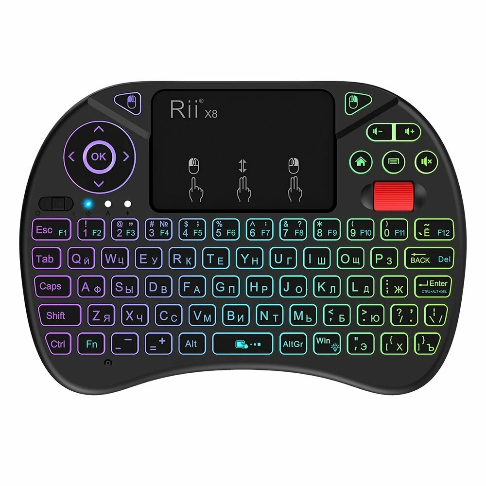 Мини-клавиатура Rii X8 с подсветкой, Russian keyboard