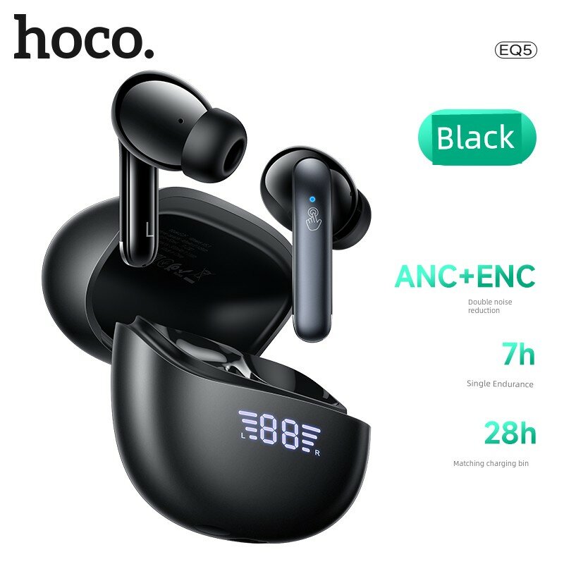 HOCO EQ5 истинно беспроводные наушники Bluetooth с двойным шумоподавлением (ANC и ENC), высококачественным звуком,