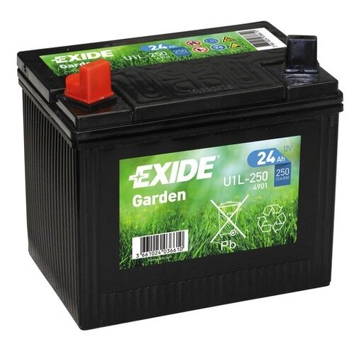 Аккумулятор мотоциклетный Exide Garden 24А. ч 250 А ПП (197x132x196) 197x132x196