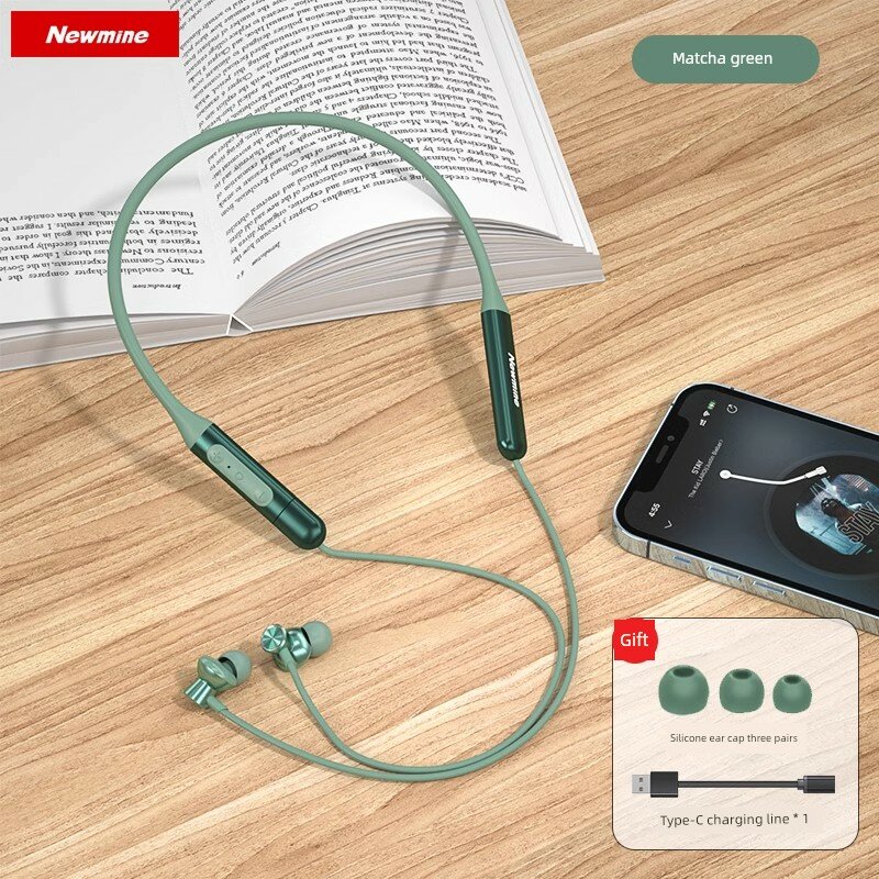 Беспроводные наушники-шейные для спорта, 30 часов работы, Bluetooth 5.2, зарядка Type-C, мяты зеленый