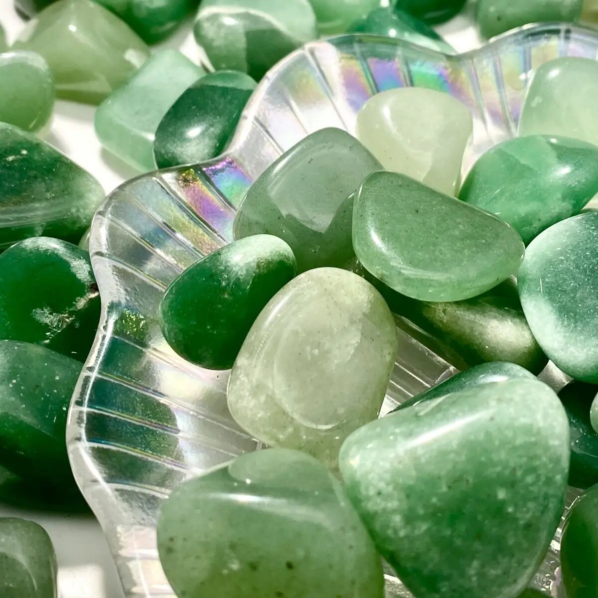 Набор из 5 натуральных кварцевых кристаллов 10-50 мм Изумрудный, Green Aventurine