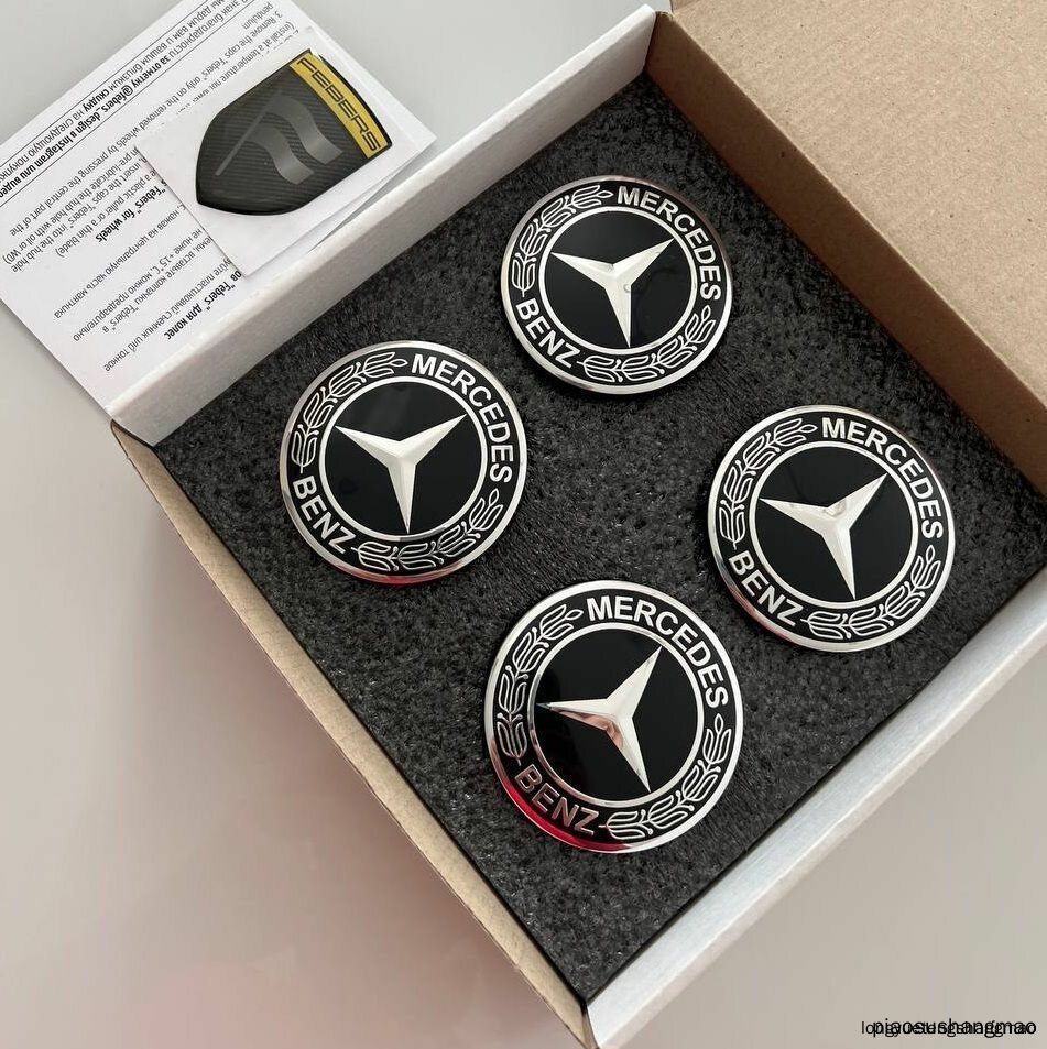 Ступичные колпачки на диски Mercedes 75/69 мм — динамические парящие с неподвижным логотипом комплект 4 шт. для дисков