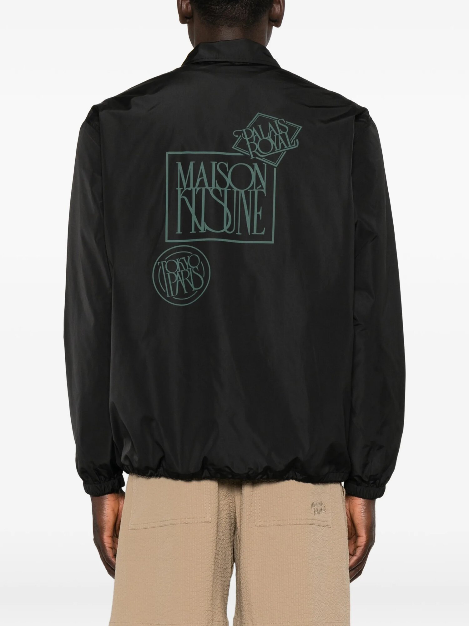 Куртка Maison Kitsune Logo-print buttoned jacket, размер L, black/black — фото 1