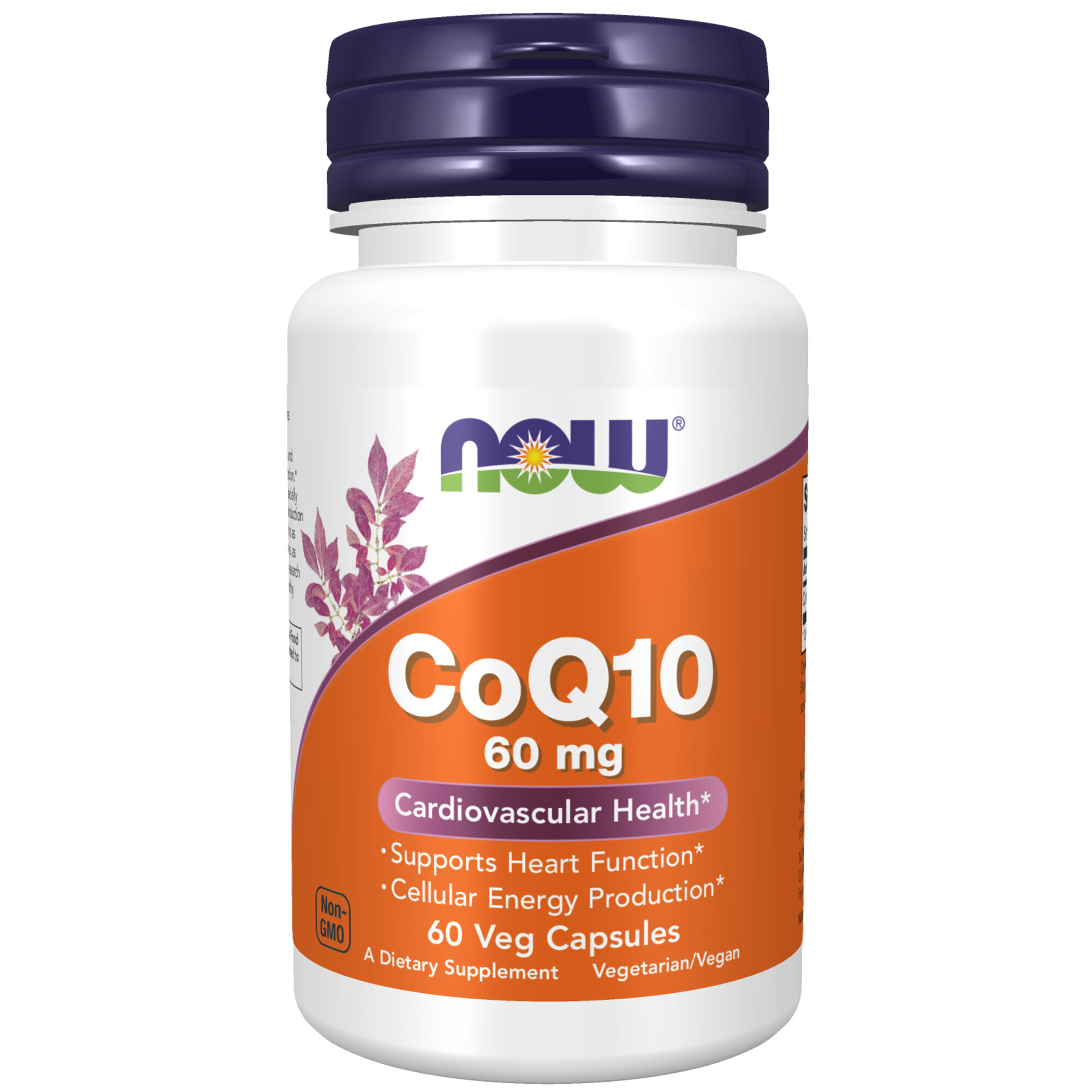 NOW Коэнзим Q10, CoQ10, 60мг 60 растительных капсул, Антиоксидант, витамины для кожи, для сердца и сосудов