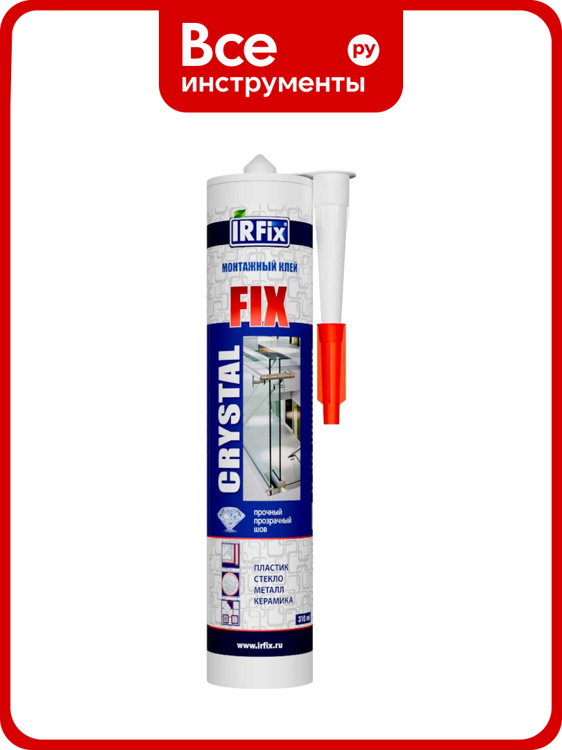 Монтажный прозрачный каучуковый клей IRFIX CRYSTAL FIX 310 мл 20008