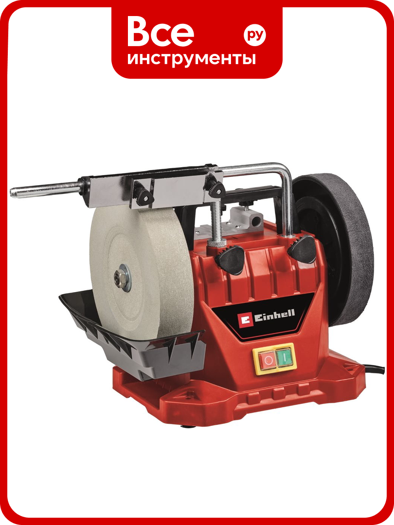 Полировальный станок Einhell TC‑WG 200 4418008 с тихоходным кругом, асинхронным электродвигателем, прямой передачей