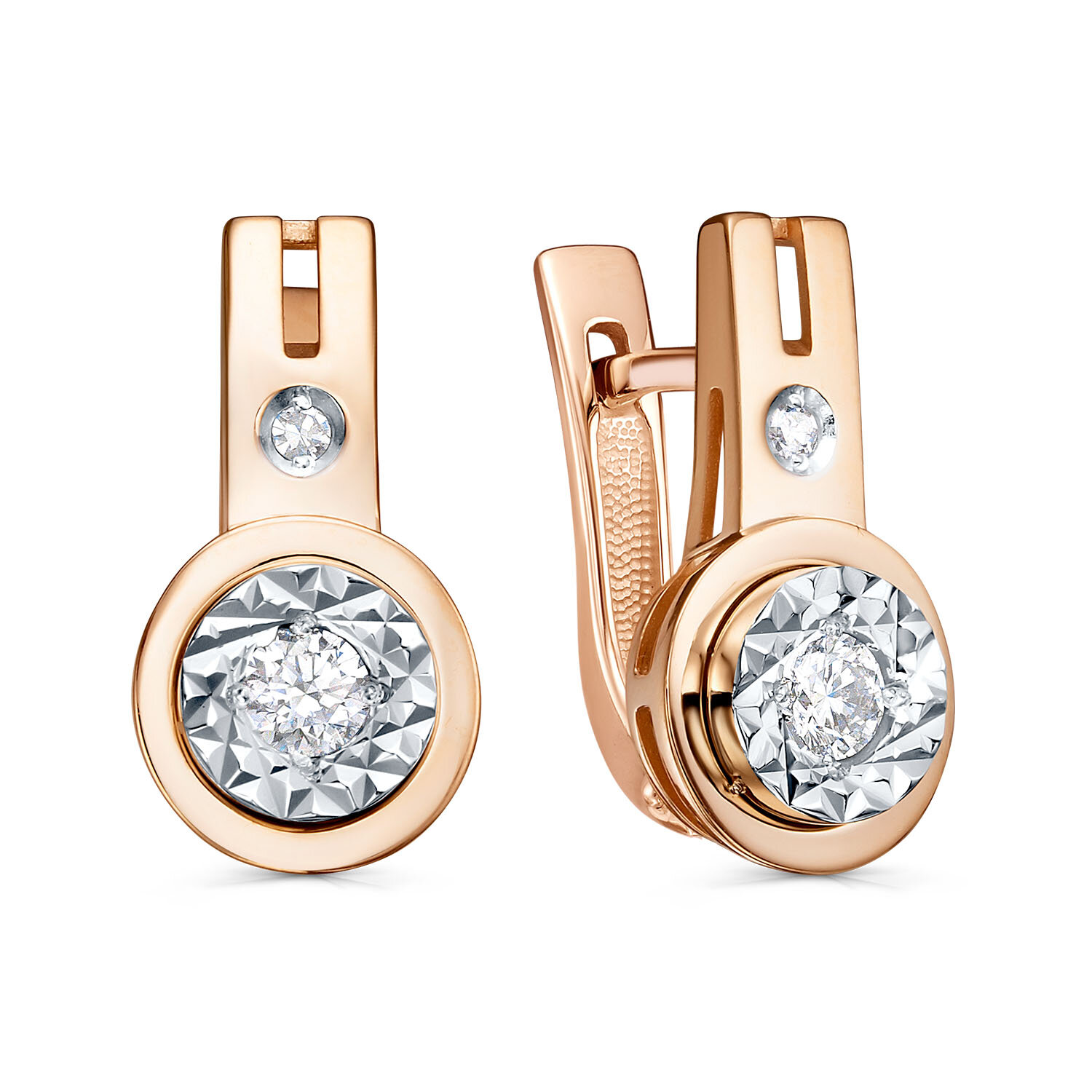 Серьги, красное золото, 585 проба, бриллиант