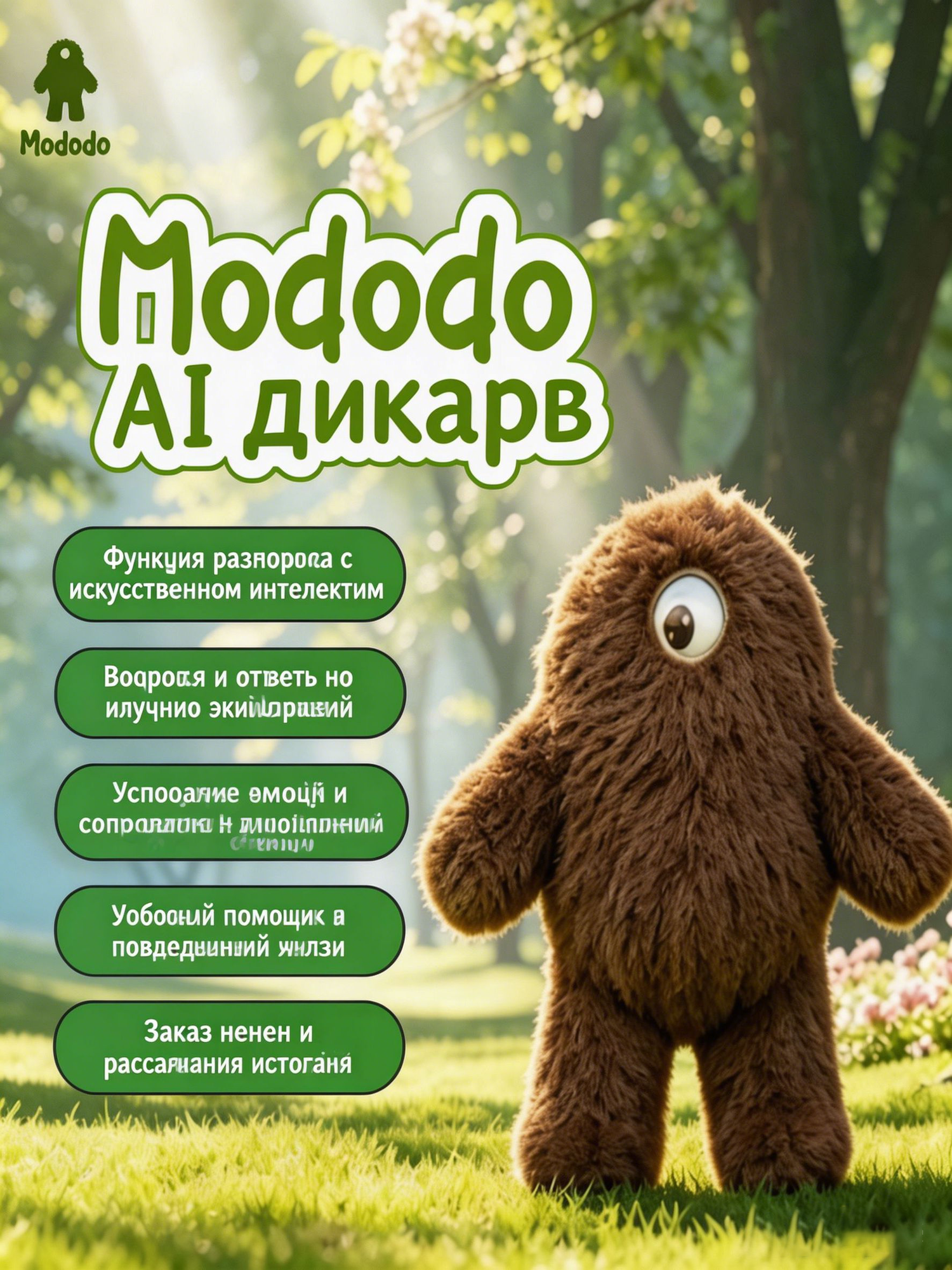 Модный AI-питомец Mododo: Умный диалог и верное дружество. Интерактивная игрушка-робот. Идеальный подарок ребёнку.