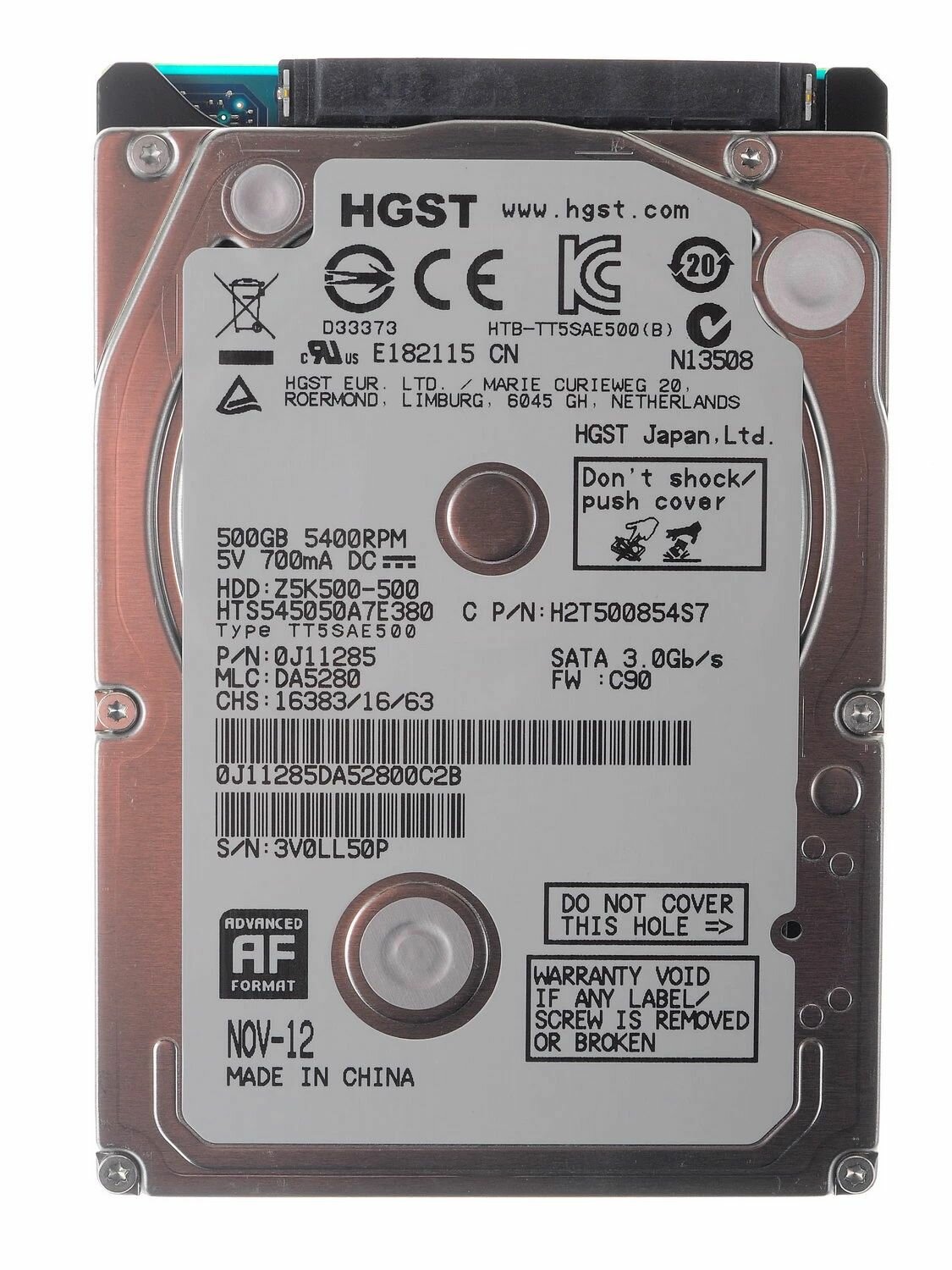 2.5" 500 ГБ Жесткий диск Hitachi Travelstar Z5K500 (HTS545050A7E380) - SATA-II, 3 Гбит/сек, 5400 оборотов/мин