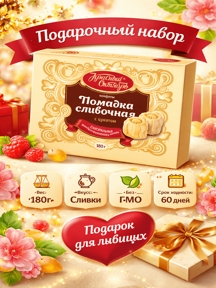 Конфеты Красный Октябрь Помадка сливочная с цукатами, 180г