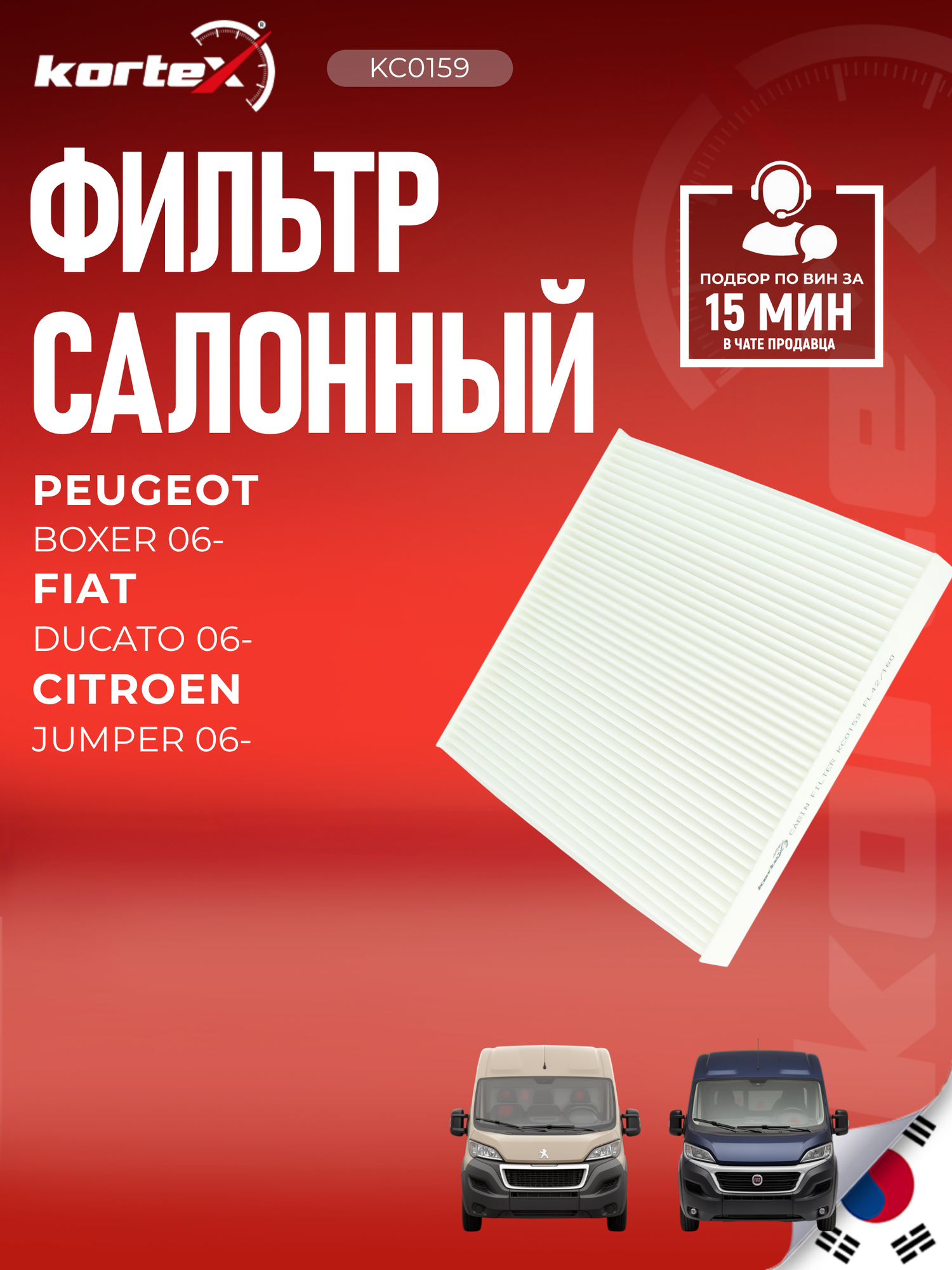 Фильтр салонный Citroen Ситроен Jumper Fiat Ducato дукато Peugeot Пежо Boxer CU2544