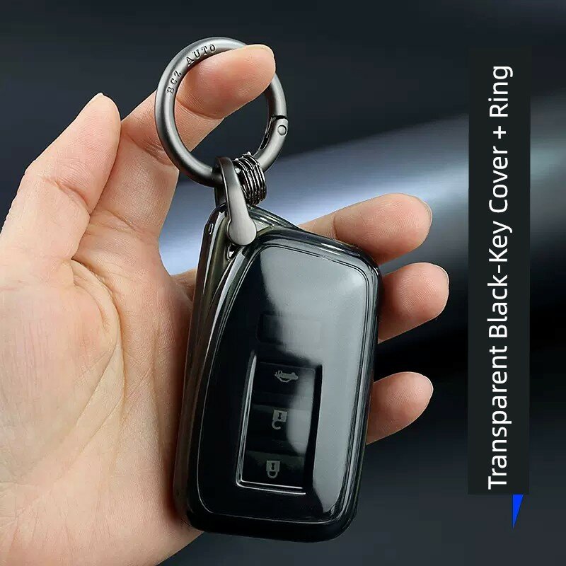 Чехол для ключа Lexus ES200/260/300h/RX300/270/350/NX200/CT200/UX полупрозрачный черный кольцевой стиль