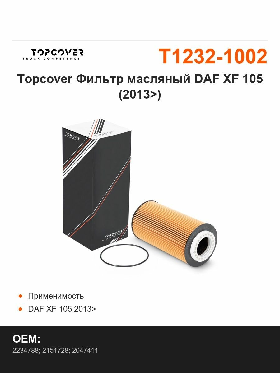 Topcover Фильтр масляный DAF XF 105 (2013>)