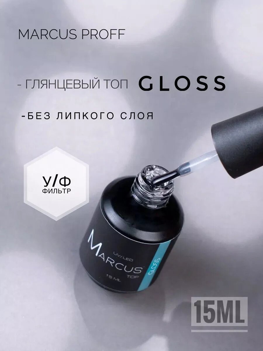 Топ без липкого слоя GLOSS c уф фильтром жидкий 15мл.