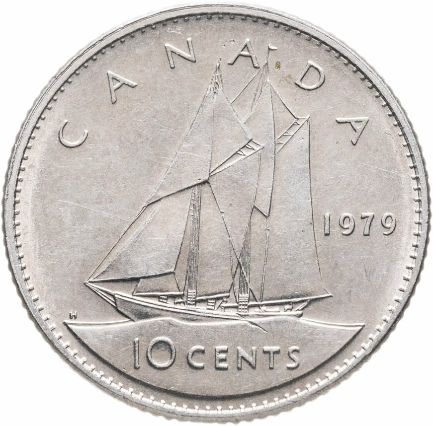 Канада 10 центов cents 1972-1989, Никель, в сохранности XF