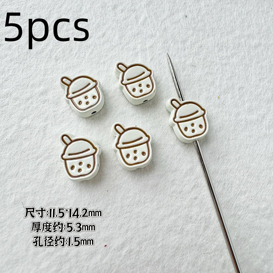 Эмалевые бусины-шармы Hunt Love в форме чашки молочного чая 5pcs white