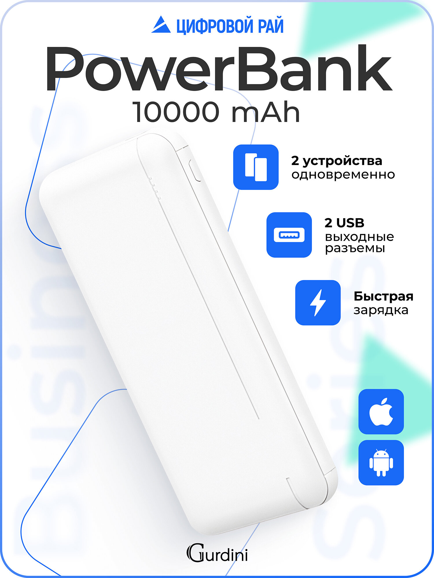 Повербанк 10000 mAh, внешний аккумулятор Powerbank Business Series , павербанк с USB и Type-C , пауэрбанк Business Series USB Type-C