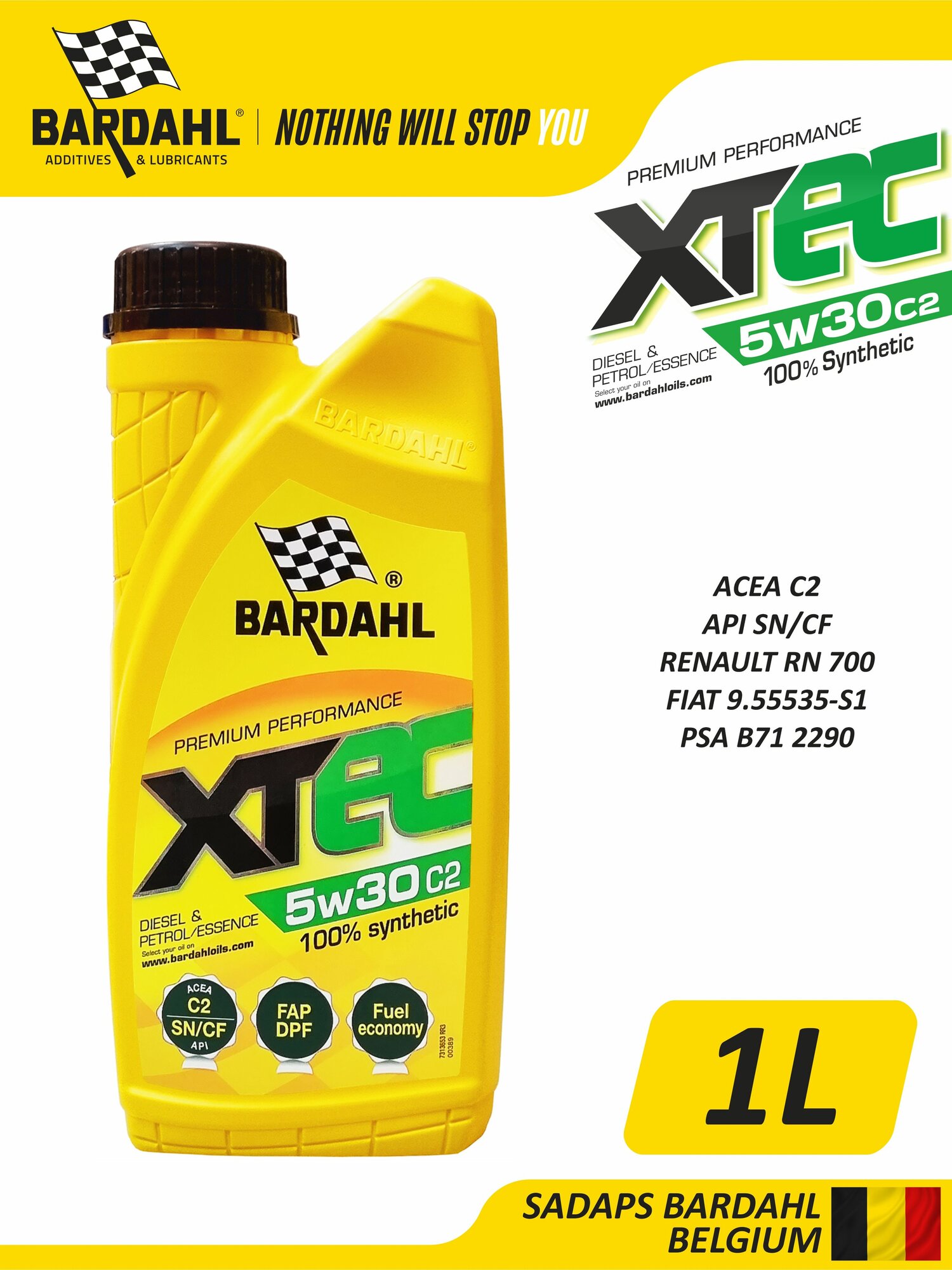 Bardahl XTEC C2 5W-30 Масло моторное, Синтетическое, 1 л