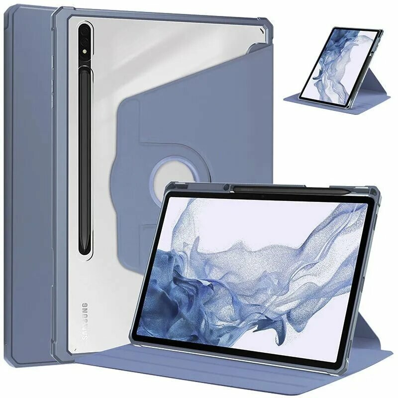360 вращающийся Чехол для планшета Samsung Galaxy Tab S7 Plus, Tab S7 FE, Tab S8 Plus 12.4' (T970, T735, X806), Фиолетовый