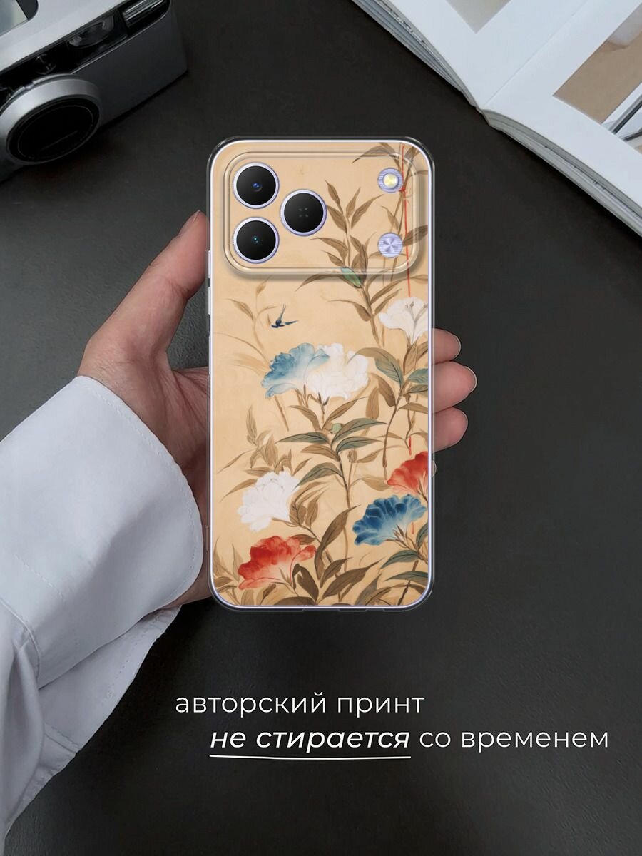 Чехол на Tecno Spark 50 / Текно Спарк 50 с принтом Нежные ветки с цветами — фото 1