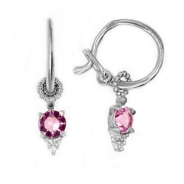 Серьги, серебро, 925 проба, родирование, кристалл, фианит