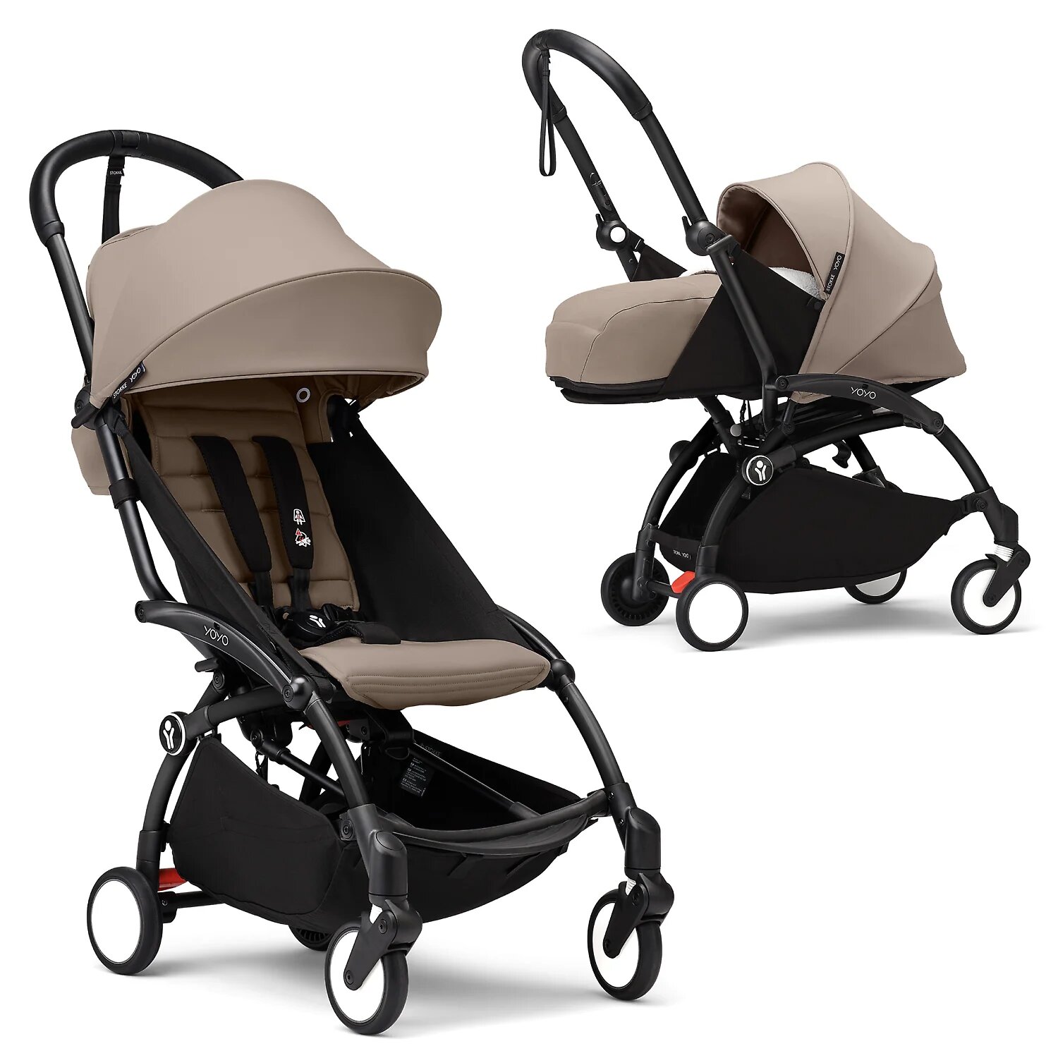 Детская коляска 2в1 Stokke YOYO 3 + Newborn Pack 0+, цвет Taupe / Black Frame (Бежевый / Чёрная рама)