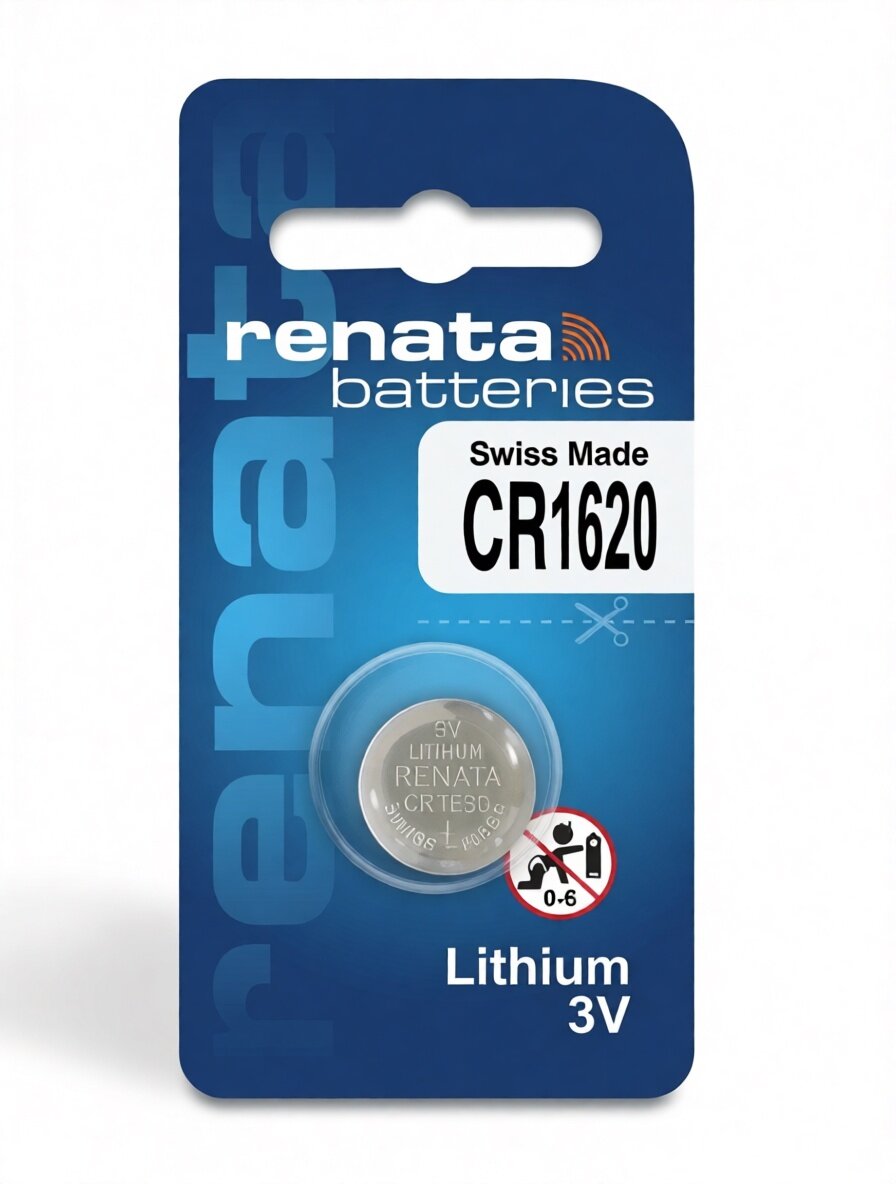 Батарейка RENATA CR1620 Lithium, 1 шт. (1 батарейка в блистере), таблетка