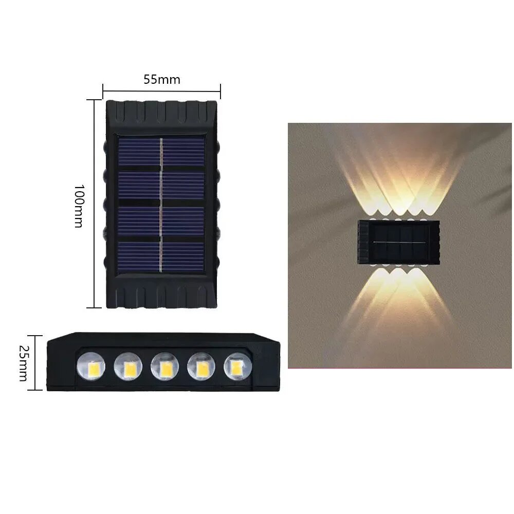 Солнечные настенные светильники с 10 LED, IP65