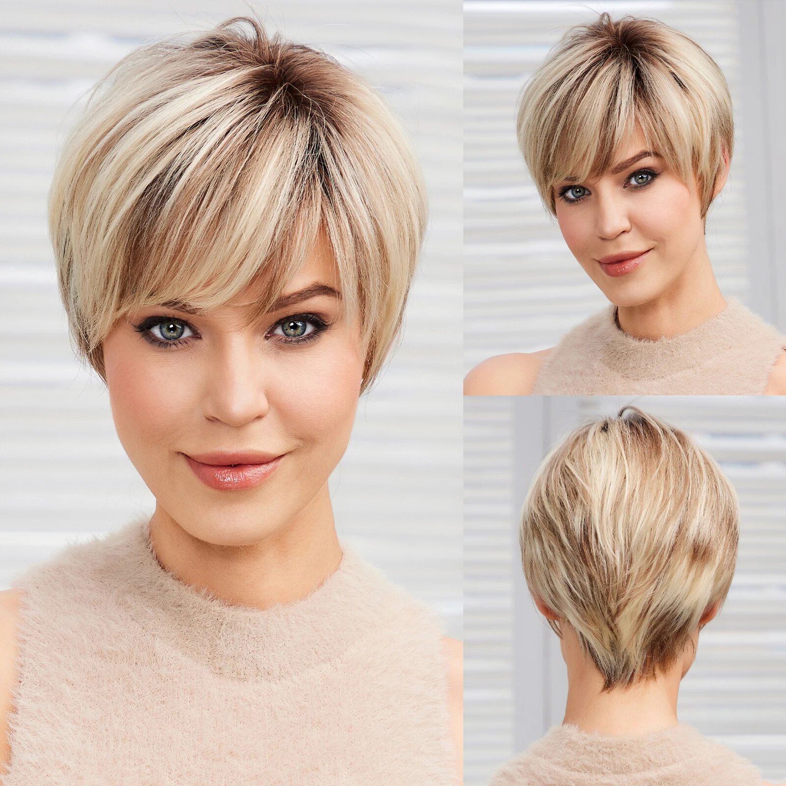 Серый парик HAIRCUBE, короткая стрижка, WIG002-4