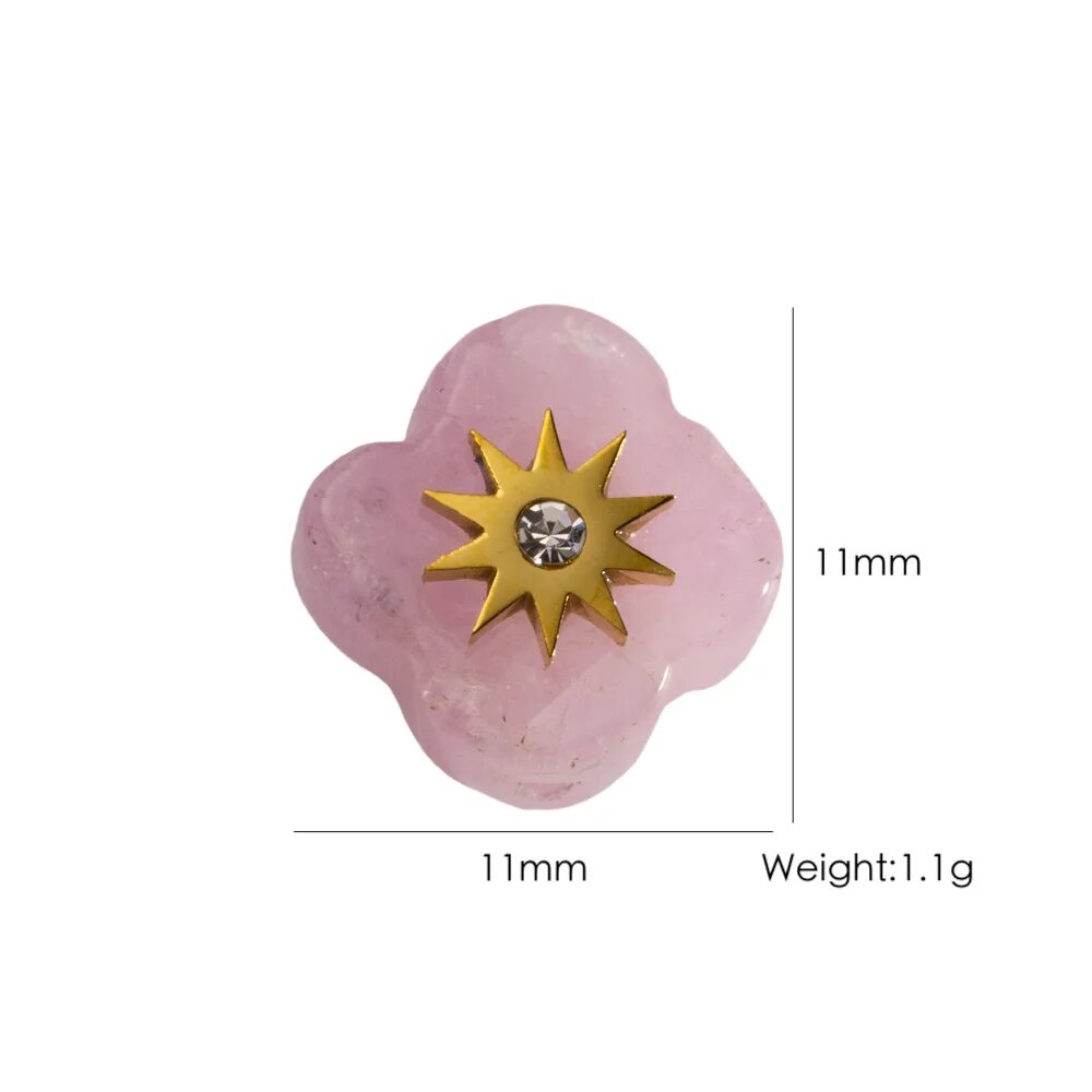 Подвеска 11мм, розовый камень, звезда, 1.1г, Цвет: 03 2pcs