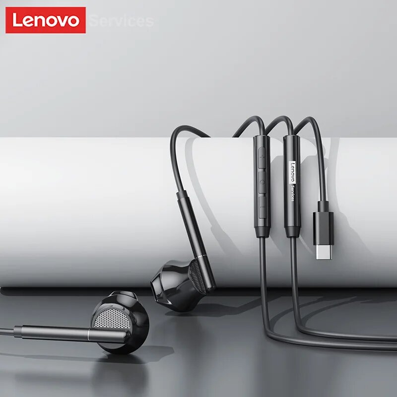 Lenovo YF28 Черные проводные наушники Type-C