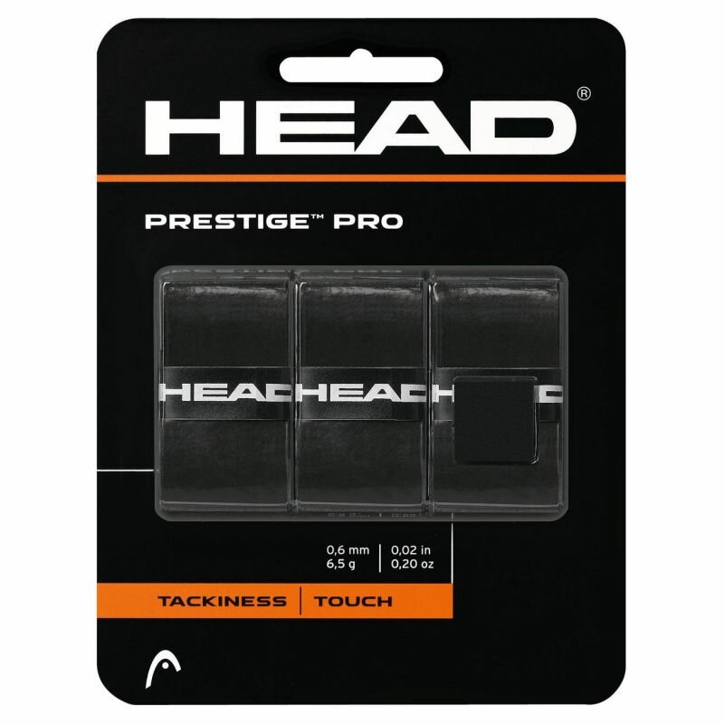 Овергрипы Head Prestige Pro, намотка для теннисной ракетки 0.55 мм, 3 шт, черный