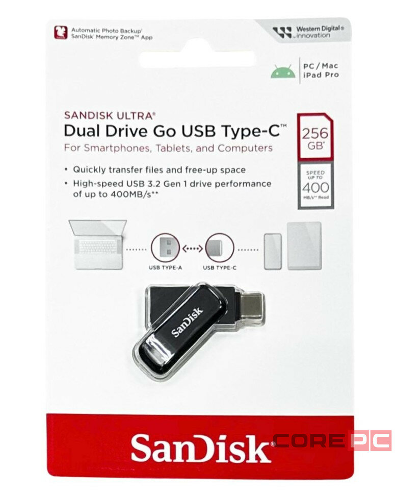 3.1 USB флеш накопитель SanDisk 256GB Ultra Dual Drive Type-c (SDDDC3-256G-G46) черный