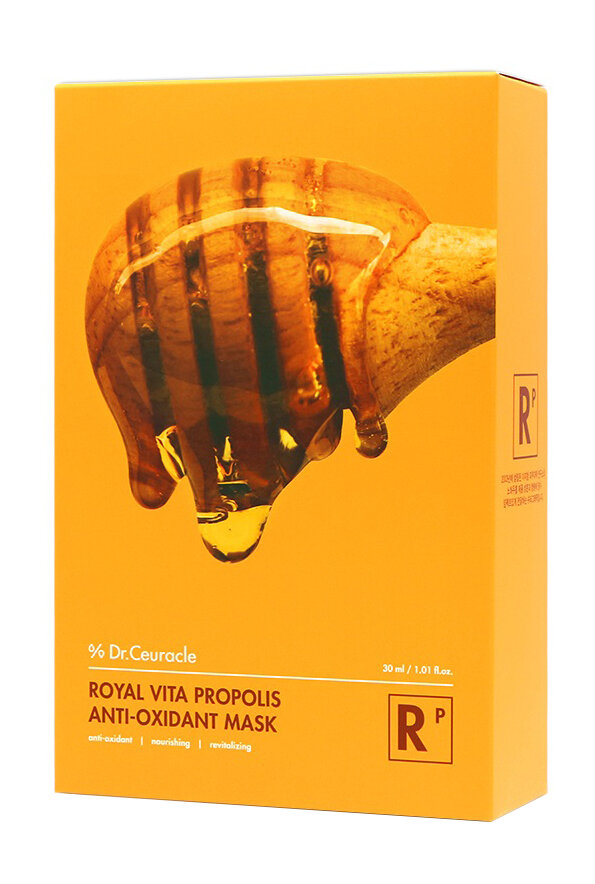 DR.CEURACLE Royal Vita Propolis Antioxidant Mask Набор масок тканевых для лица с прополисом, 10х25 г