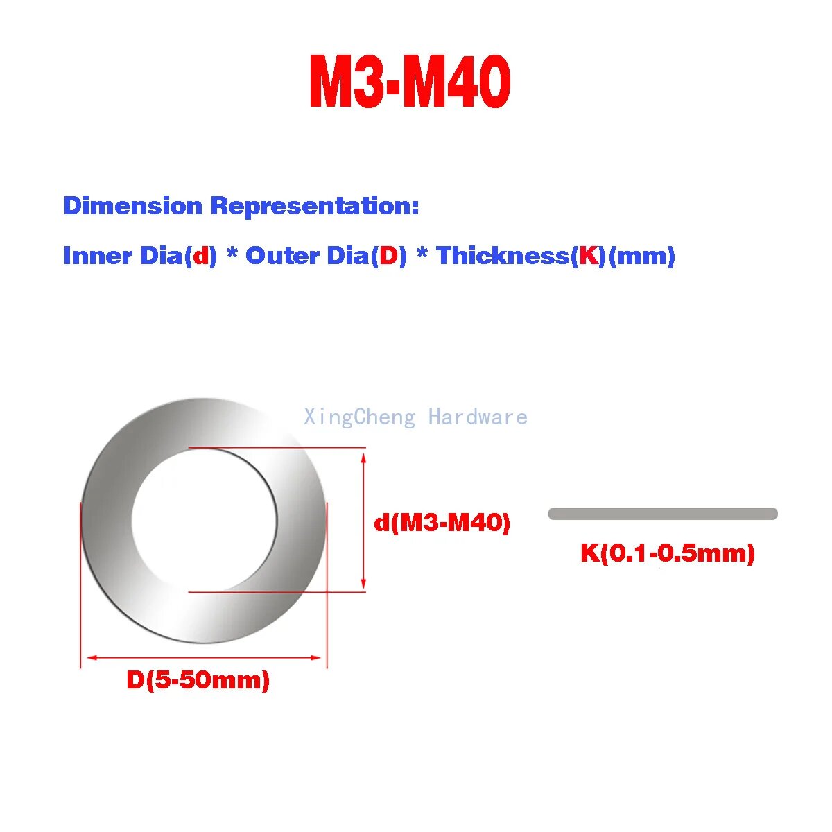 Металлические шайбы из нержавеющей стали 304 100pcs M8x12x0.1