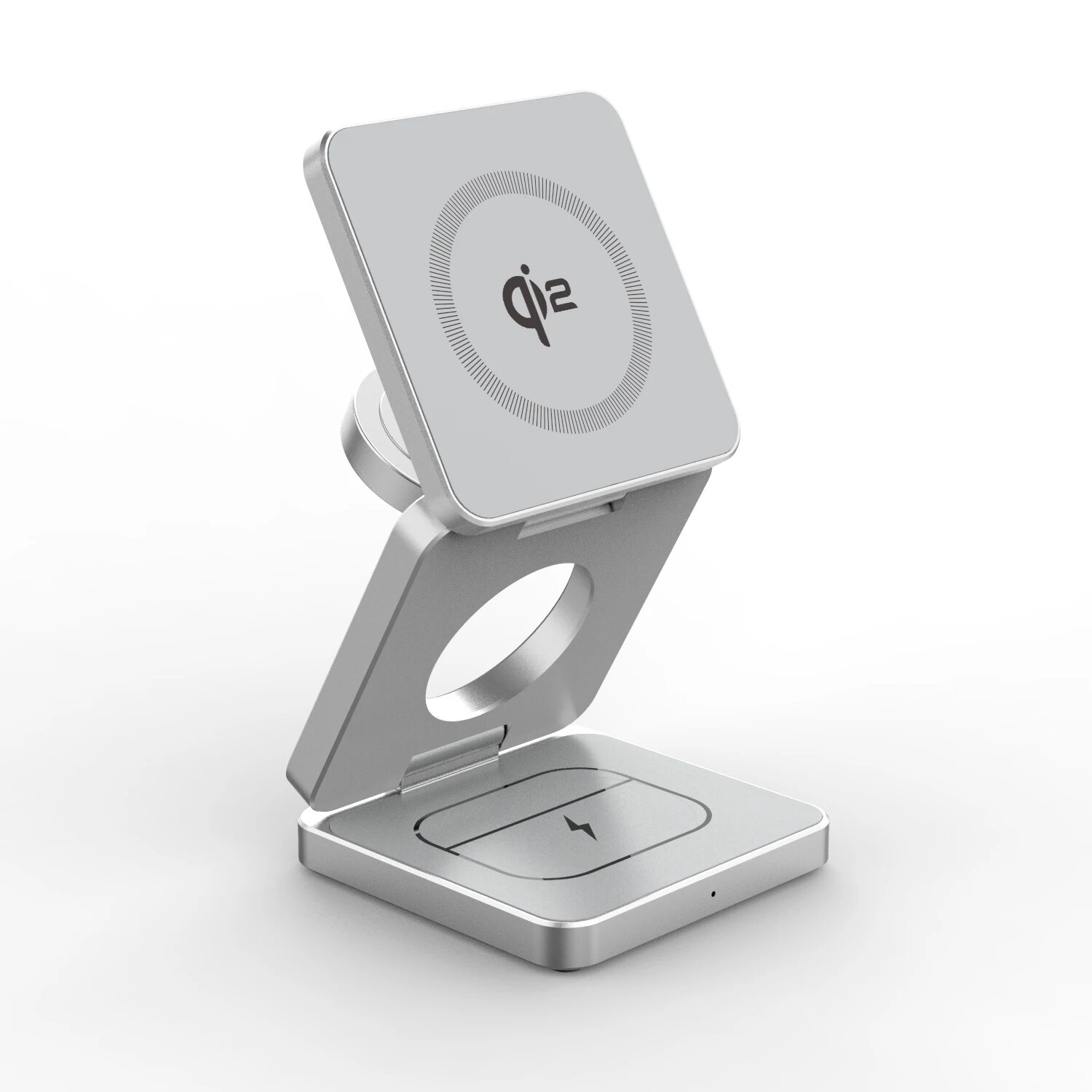 Qi2/Qi1 Магнитное беспроводное зарядное устройство 3 в 1, 15 Вт для Iphone 17 16 15, Qi2-Silver