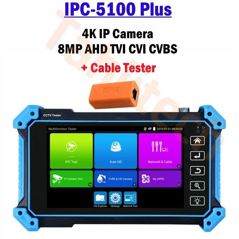 5-в-1 тестер камер видеонаблюдения TVI AHD CVI Analog IP со встроенной батарейкой, монитор тестера безопасности, тест видео и аудио, ПТЗ 4K