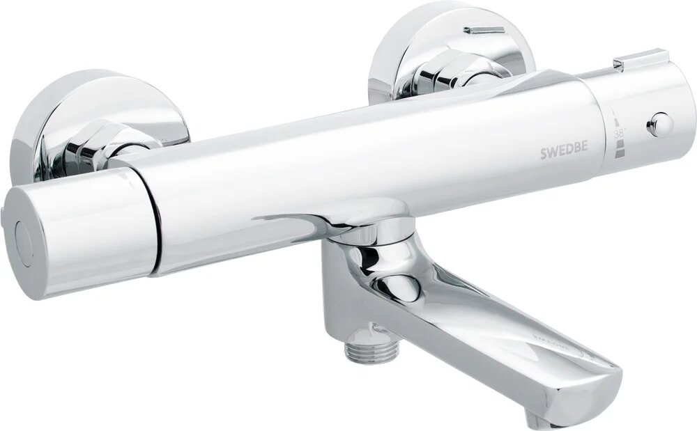Смеситель для ванны с душем Swedbe Mercury 9045 настенный, с поворотным изливом, хром, глянцевый, латунный, без лейки