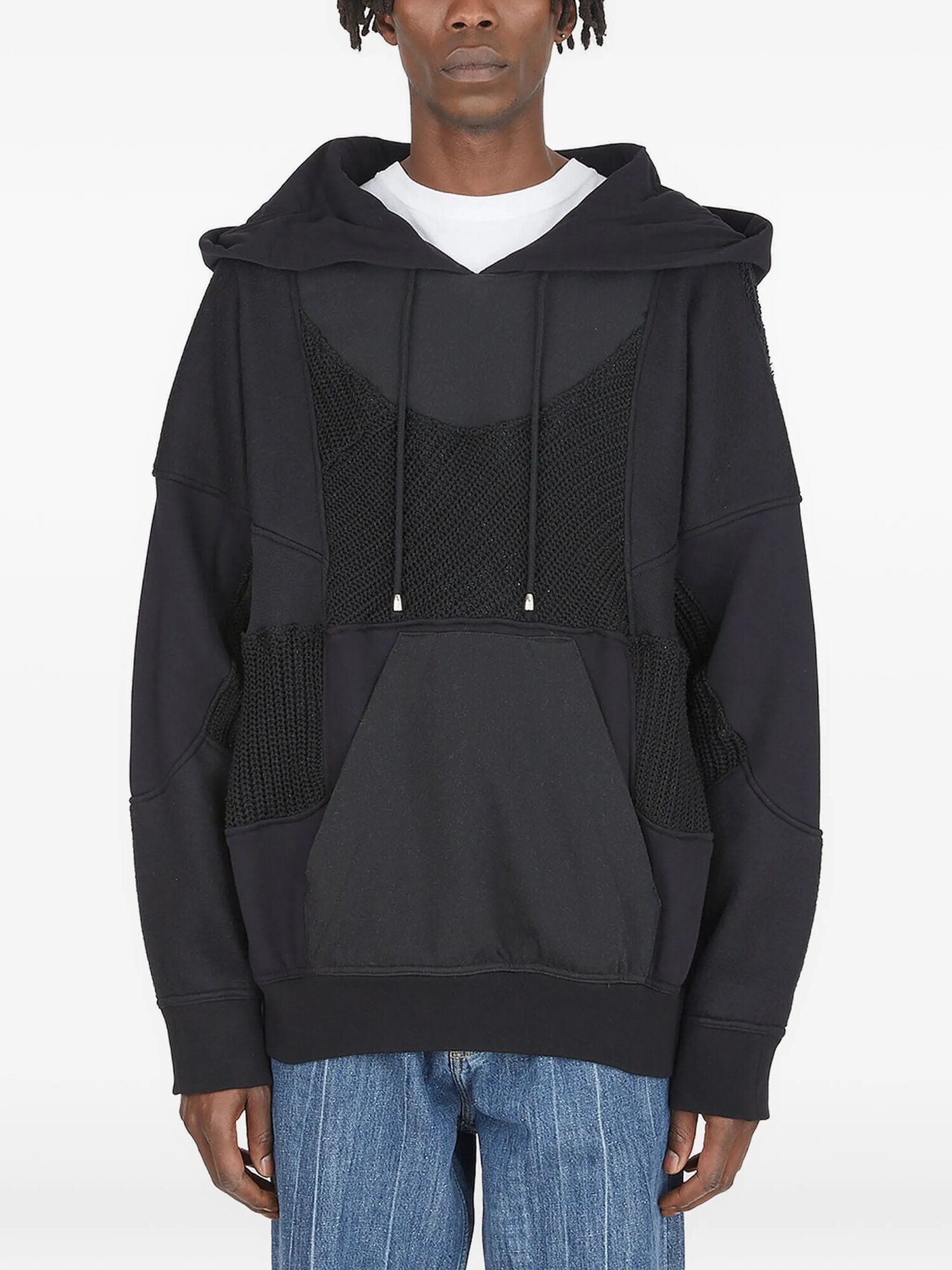 Худи  Crochet-trim patchwork hoodie