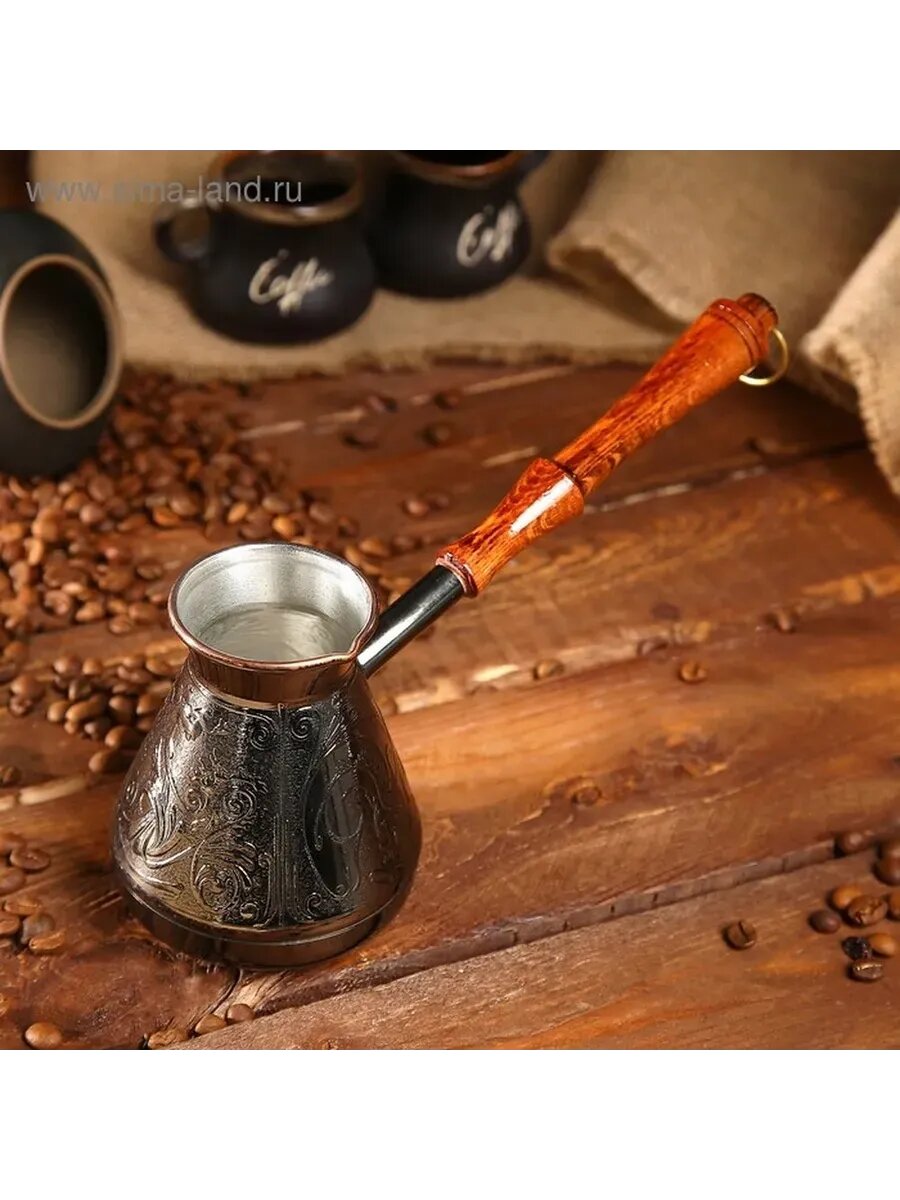 Медная турка с орнаментом для кофе 0,4 л