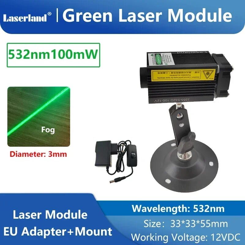 Красный зеленый лазерный диодный модуль для сценического освещения laserlands 532nm 100mW EU AM