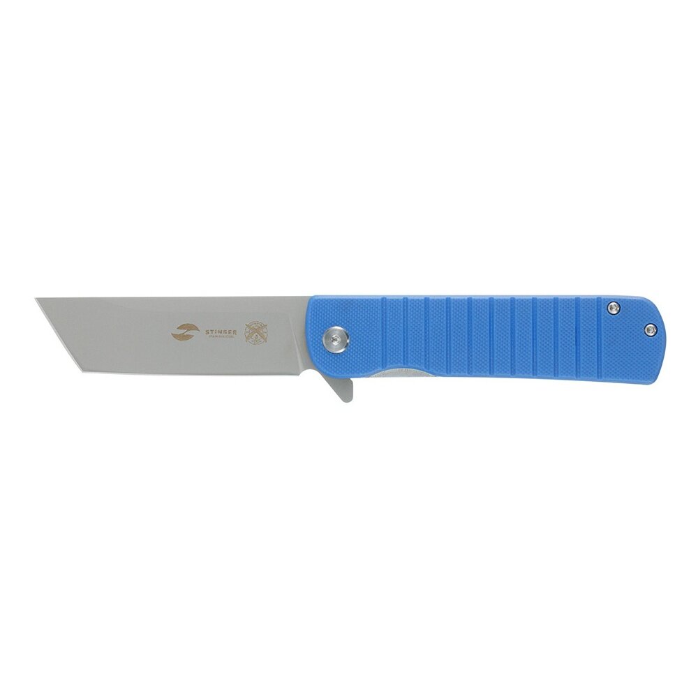 Stinger FK-KL277-BLU Нож складной stinger, 107 мм (серебристый), сталь d2, материал рукояти: стеклотекстолит g10 (синий), в картонной коробке