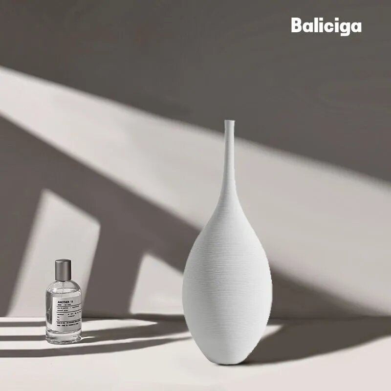 Ваза "Baliciga" 25 см, Белый, Керамика, 1 шт, Напольное, Настольное