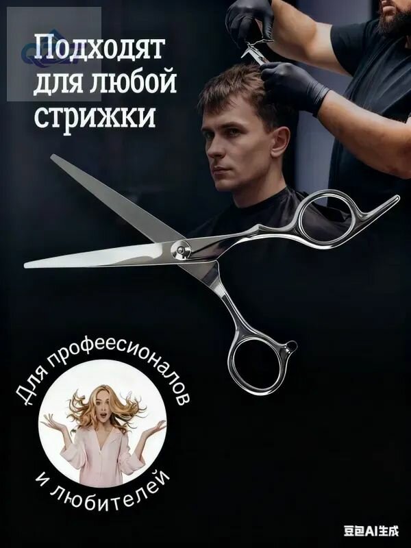 Ножницы парикмахерские , профессиональные , прямые , для стрижки волос , усов , бороды