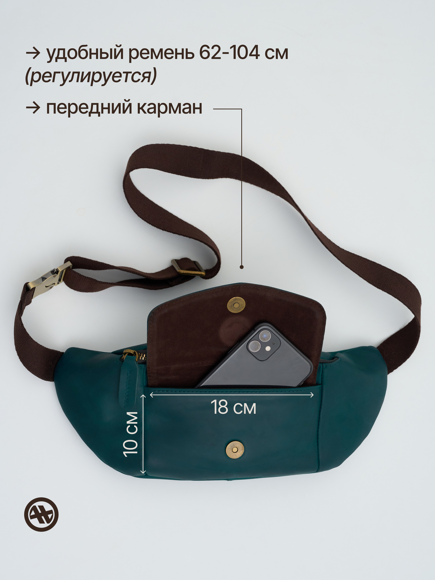 Сумка поясная amulet, фактура матовая, синий — фото 1