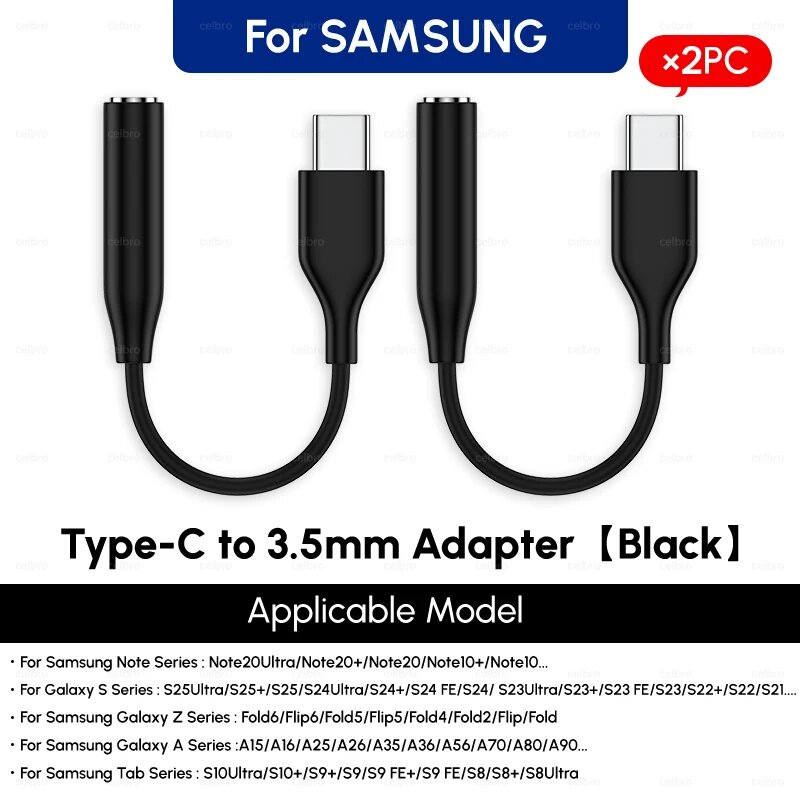 2шт. Адаптер Samsung Type-C 3.5 мм Black